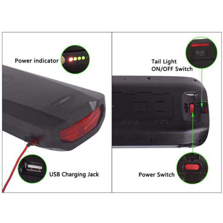 100% New Cell Li-ion E-Bike Battery Mounted on Rear Rack